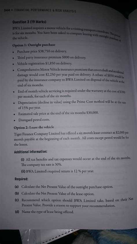 Solved 34 Financial Performance And Risk Analysis Question 3