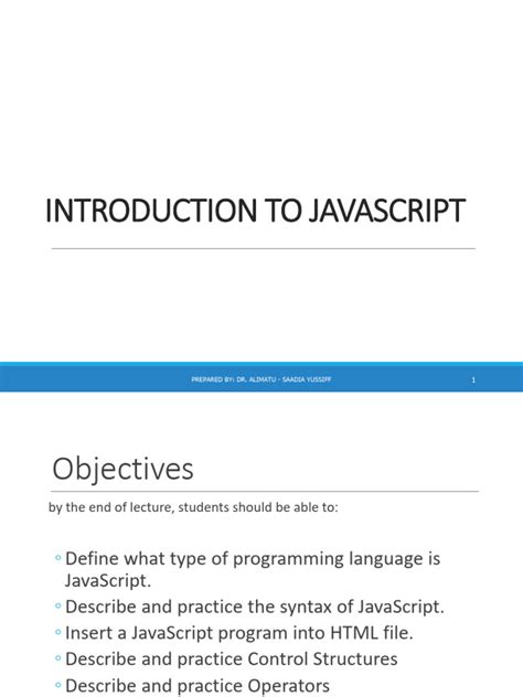 Introduction To Javascript Basics Pdf Java Script Data Type