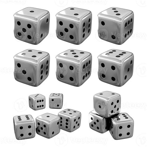 3d Rendering Of Silver Dice From Multiple Perspective View Angle 20920808 Png