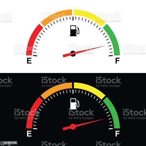 연료 게이지 흰색과 검은 색 배경에 격리 된 연료 표시기 가스 아이콘 측정 다이얼 가솔린 수준 자동 대시 보드의 지표 벡터 0명에 대한 스톡 벡터 아트 및 기타 이미지