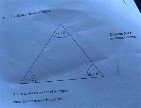Solved The Diagram Shows A Triangle Diagram Not Accurately Drawn All The Angles Are Measured