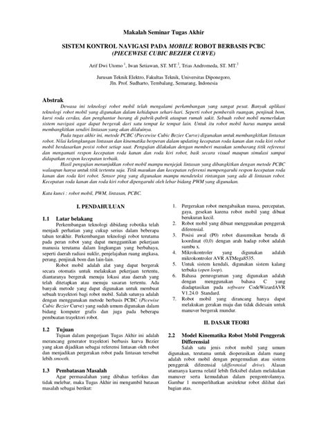 Pdf Sistem Kontrol Navigasi Pada Mobile Robot Berbasis Pcbc Piecewise Cubic Bezier Curve