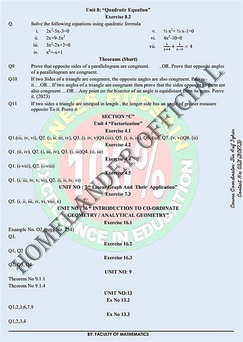 Education Is The Key To Success Mathematics For Class Ix Science Group Preparation Paper