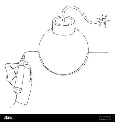 One Continuous Line Of Bomb Word Written By With Felt Tip Pen Thin