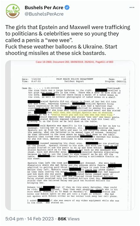 Epstein Trafficking Victim Was So Young She Called His Penis A Wee Wee Scrolller