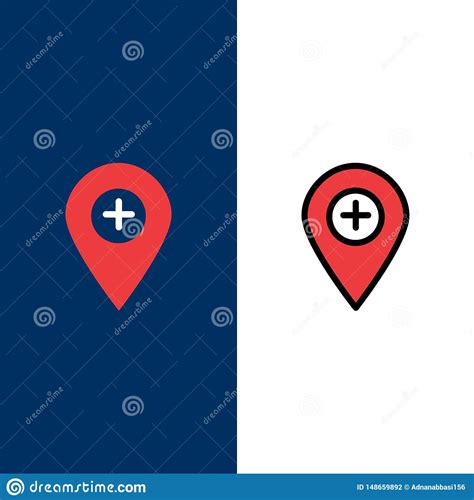 Plus Location Map Marker Pin Icons Flat And Line Filled Icon Set