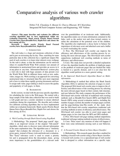 PDF Comparative Analysis Of Various Web Crawler Algorithms