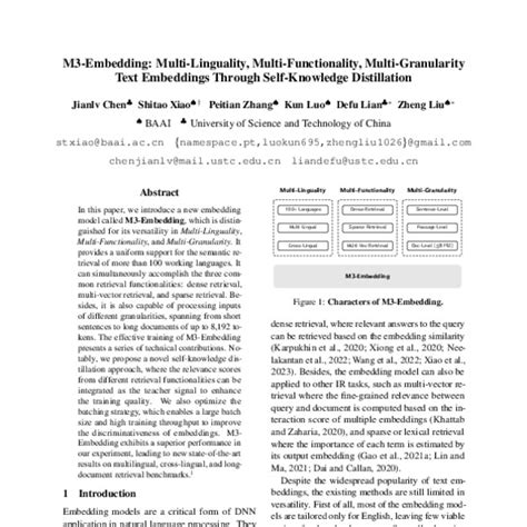 m3 embedding multi linguality multi functionality multi granularity