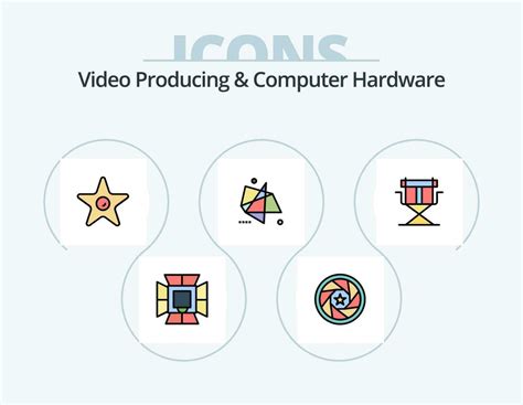 Video Producing And Computer Hardware Line Filled Icon Pack 5 Icon Design Film Cinema Pp