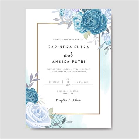 Tarjeta De Invitación De Boda Elegante Con Hermosa Plantilla Floral Y