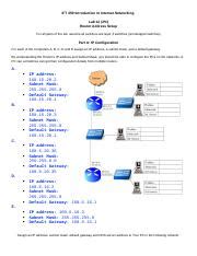 Lab 12 Docx IFT 259 Introduction To Internet Networking Lab 12 2 Router Address Setup For All