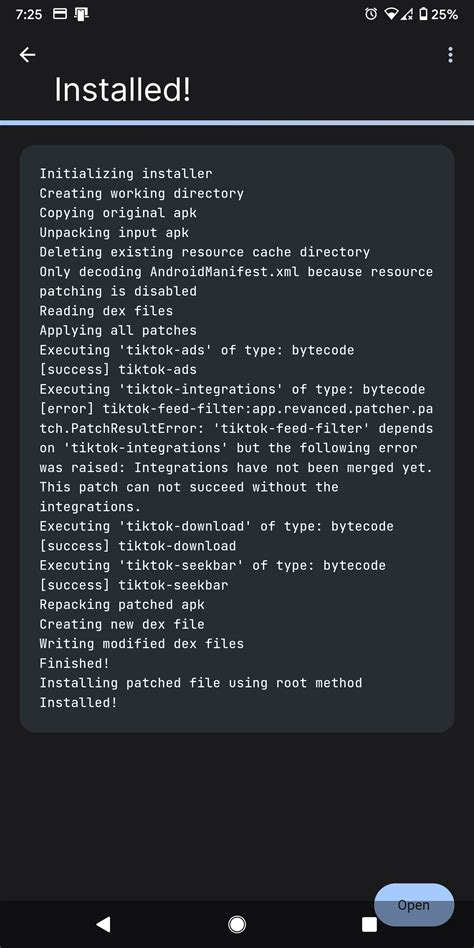 Patching Tiktok Partially Failing Rrevancedapp