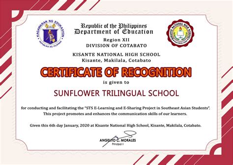 Certificate Of Recognition