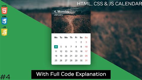 Build A Beautiful Automatic Calendar Html Css And Javascript Tutorial