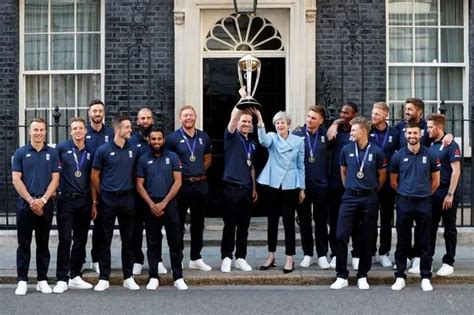 England Cricket Heroes Visit Downing Street As Theresa May Holds World Cup With Skipper Eoin