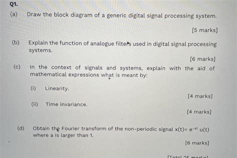 Solved Q1 A Draw The Block Diagram Of A Generic Digital