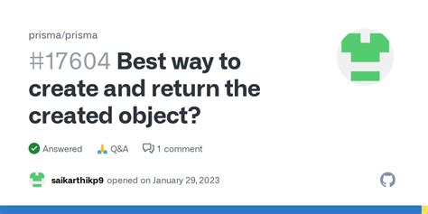 best way to create and return the created object · prisma prisma