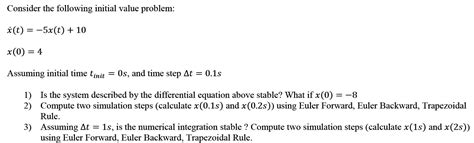 solved consider the following initial value problem