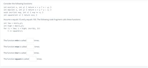 solved consider the following functions int min int x int
