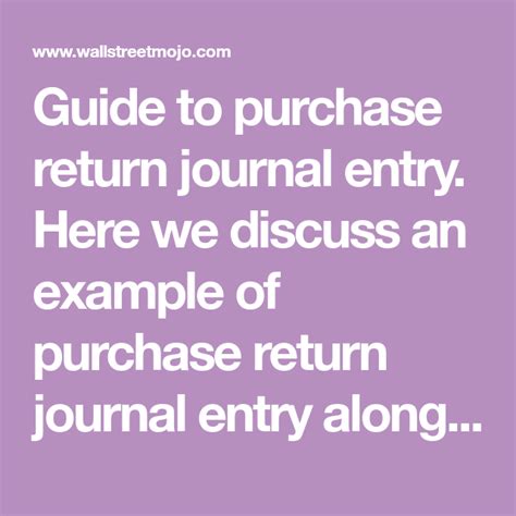 Purchase Return Journal Entry Example Advantages And Disadvantages