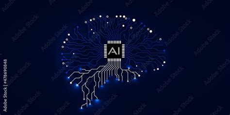 Circuit Board Computer Style Brain Technology Background Artificial Intelligence Concept