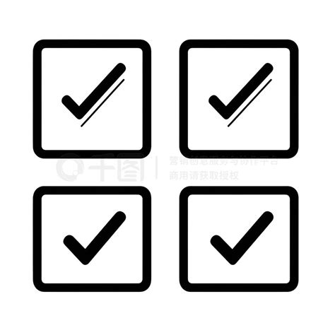 黑白配色ai数字艺术 Check简约风黑白配色勾选标记方框排列图标元素 Ai平面元素免费下载 Png格式 4096像素 编号71591064 千图网