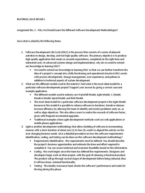 Assignment No 1 Pdf Software Development Process Software Development