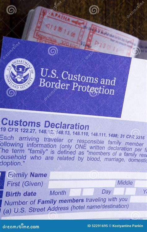 Passport With Customs Declaration Editorial Photo