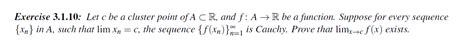 Solved Exercise Let C Be A Cluster Point Of A CR Chegg
