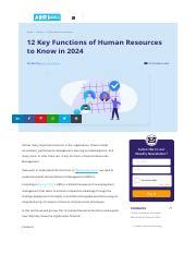 Unlocking HR S Power 12 Key Functions For Success In 2024 Course Hero
