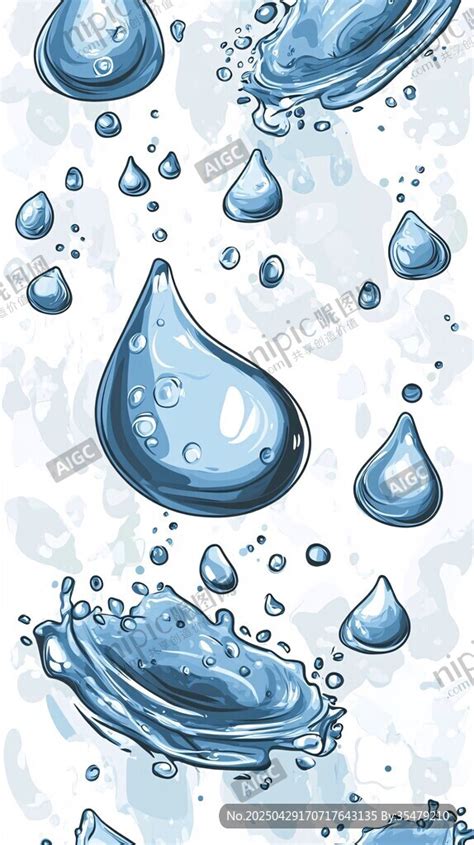 Ai创作图蓝色 水滴 水花 图案 背景 液体 水珠 飞溅 波纹 水痕 动态 清新 自然 装饰 元素 昵图网