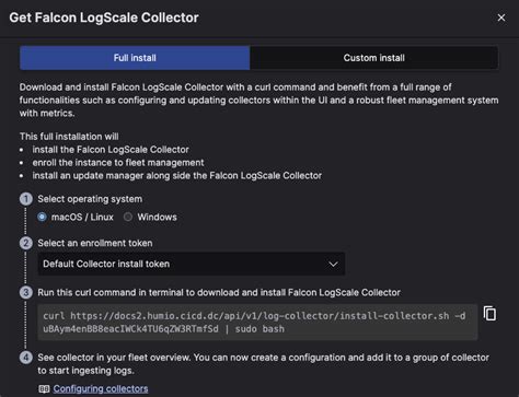 full falcon logscale collector installation falcon logscale collector 1 2 0 1 2 1 logscale