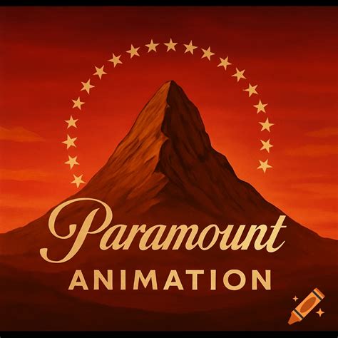 Paramount Animation Logo With Mountain Stars And Red Sky On Craiyon