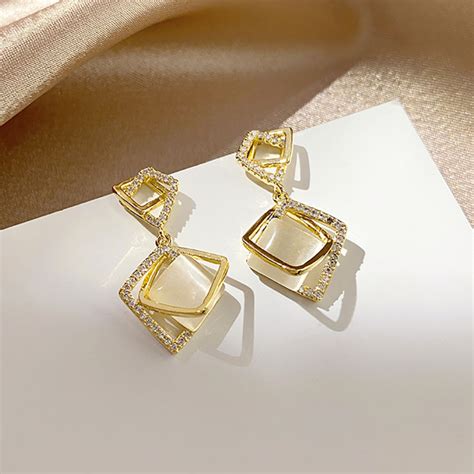 几何菱形耳环女s925银针高级感耳坠2020年新款潮韩国网红气质耳饰 虎窝淘