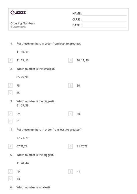 50 Ordering Numbers 11 20 Worksheets For Kindergarten On Quizizz Free And Printable