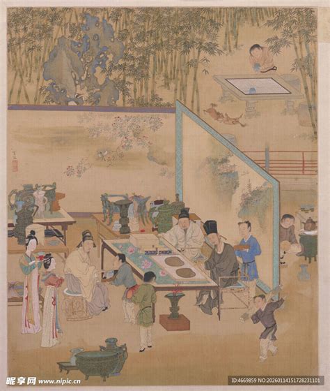 古代雅集图设计图绘画书法文化艺术设计图库昵图网