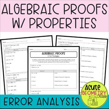 Algebraic Proofs With Properties Activity Prove Algebraic Equations Worksheet