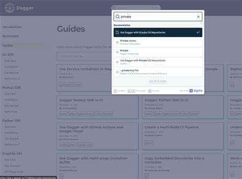 Docs Guides Search Is Broken In Algolia · Issue 4759 · Daggerdagger