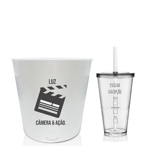 Kit Balde De Pipoca E Copo Personalizados Luz Camera Leroy Merlin