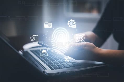 Hand Touch Fingerprint With Virtual Global With Cyber Security Login