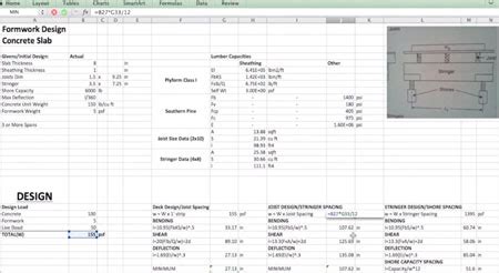 Designing A Concrete Slab Formwork In Excel Spreadsheet