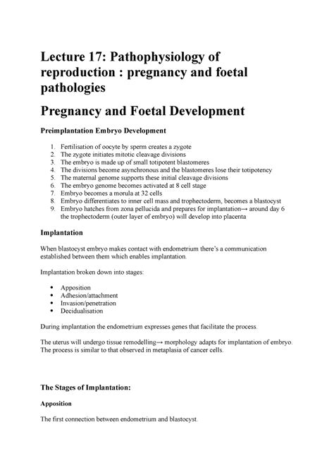 Lecture 17 Reproductive And Congenital Malformations Lecture 17 Pathophysiology Of