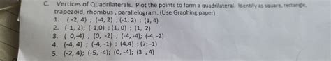 Solved C Vertices Of Quadrilaterals Plot The Points To Form A Quadrilateral Identify As Sq