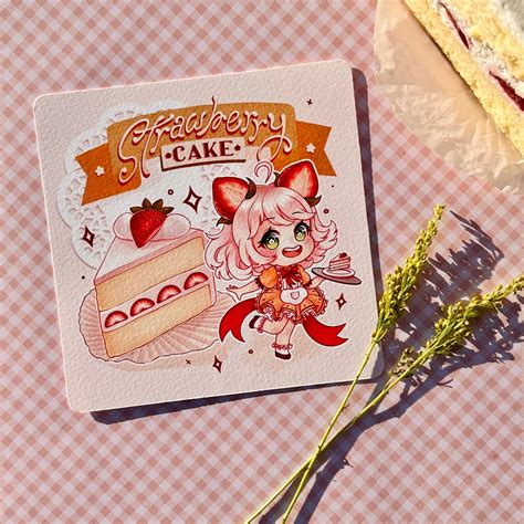 Strawberry Cake Chibi Mini Art Print Toreibi