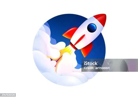 구름 위를 날아다니는 하늘의 로켓 발사 연기 구름 속의 우주선 사업 개념 시작 템플릿 가로 배경입니다 3차원 형태에 대한 스톡