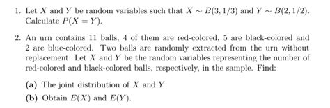 1 Let X And Y Be Random Variables Such That Chegg Com