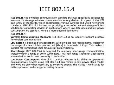 Ieee 802 15 4 In Internet Of Things Pptx