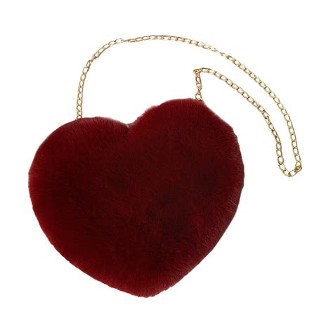 Segolike Plush Chain Shoulder Bag Womens Heart Shaped Handbags Casual