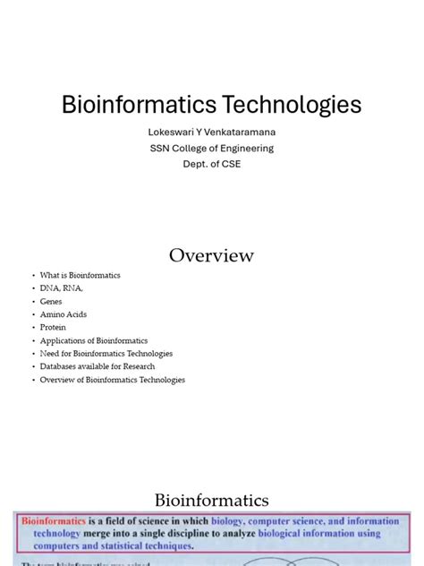 lecture1 bioinformatics technologies pdf bioinformatics dna