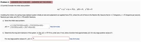 Solved Problem 2 Answers Only Checked Answers Not